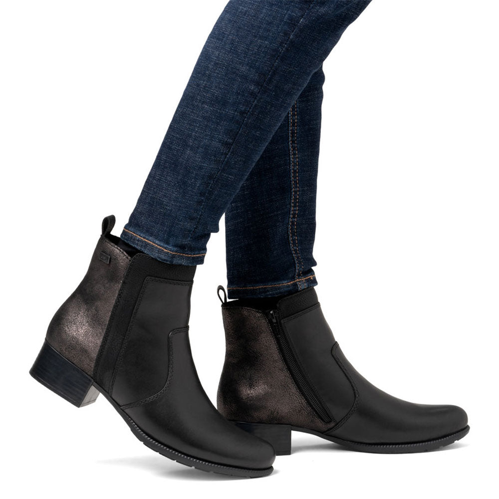 Rieker 78658 Women's Water Resistant Brushed Metalic Side Zip Boot ...